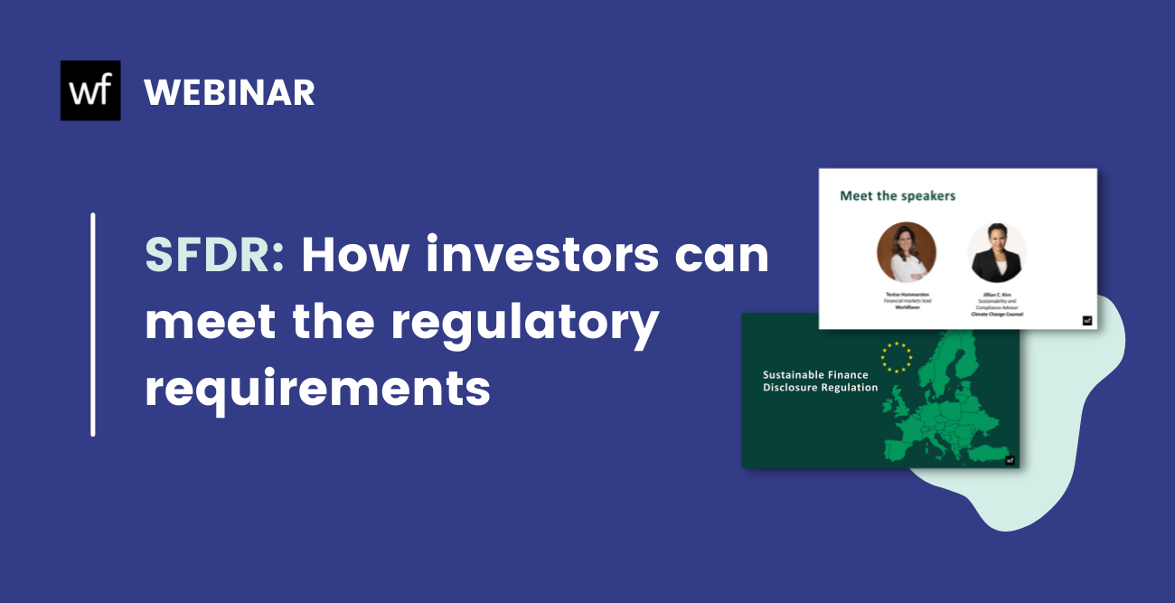 Webinar: SFDR: How investors can meet the regulatory requirements